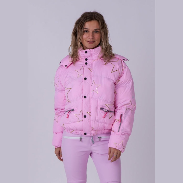OOSC Clothing Chic Puffer Jacket - Pink with Gold Stars – RedMonkey Sports